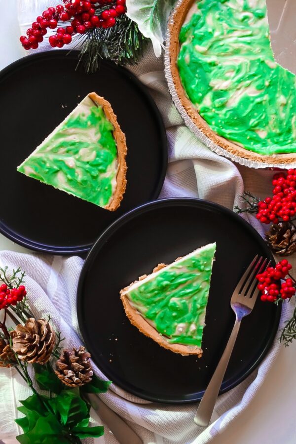 Super Easy Pandan Swirl Cheesecake - Ta-Daa!